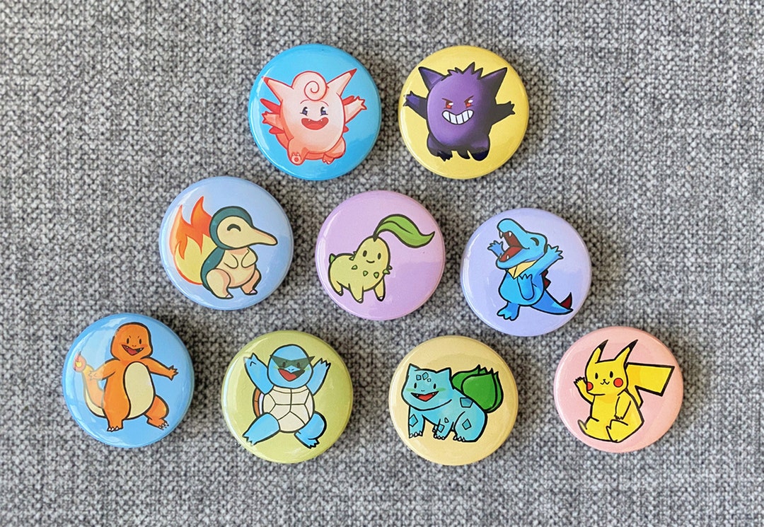 Pocket Monster Pin-back Buttons - Etsy