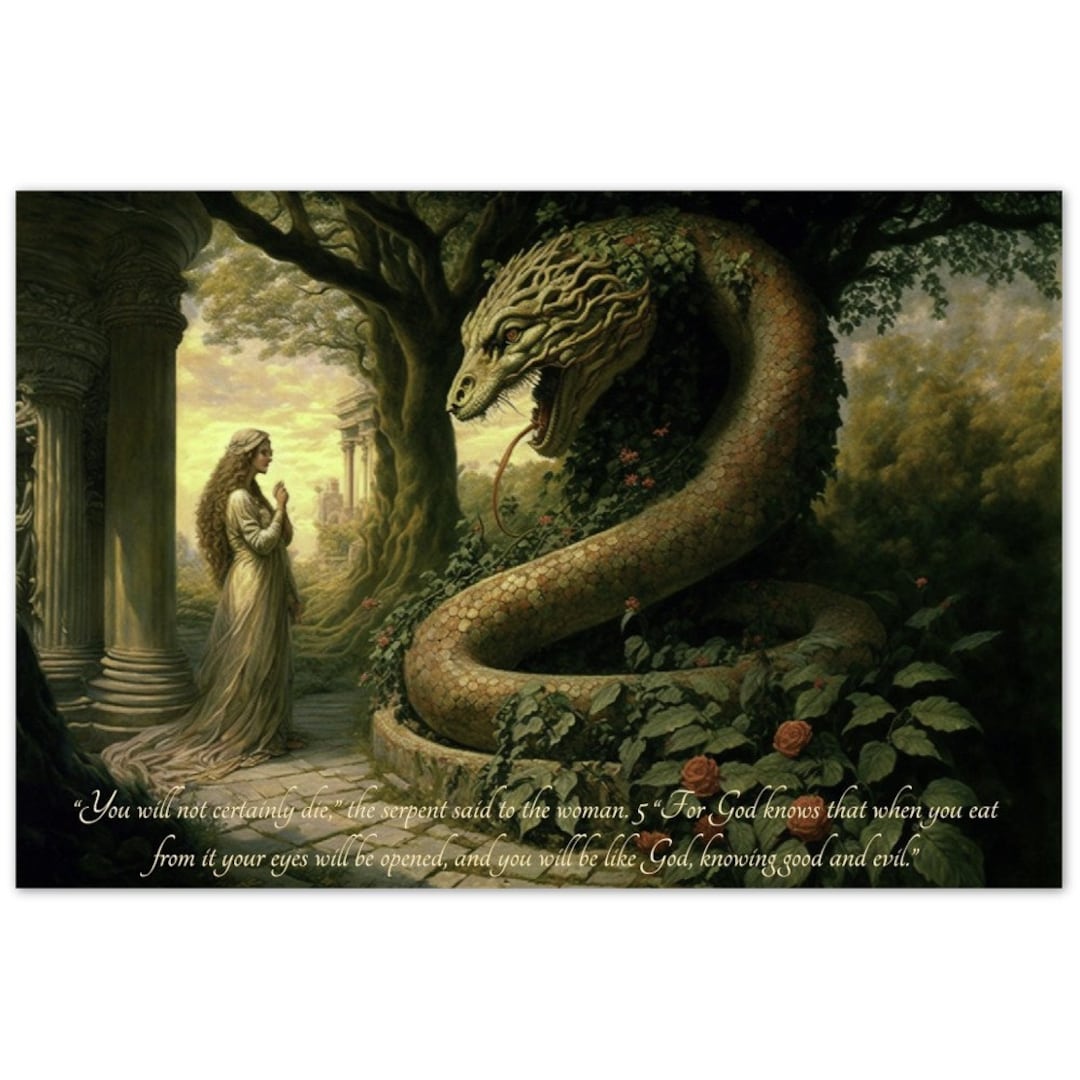 The Serpent Deception With Eve in Eden - Etsy
