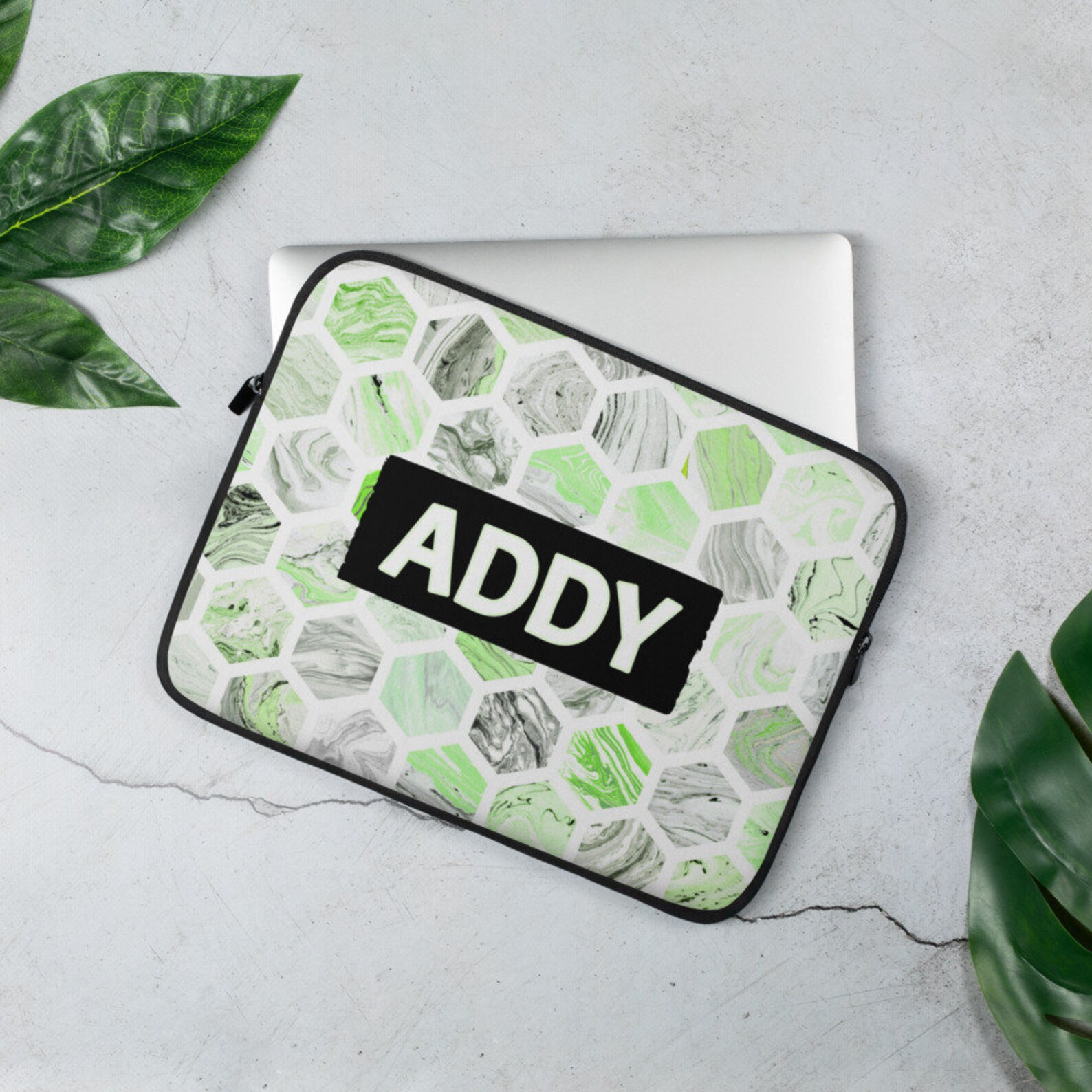 Chromebook Case for Kids, Green Marble Personalized Laptop Sleeve, Kid ...