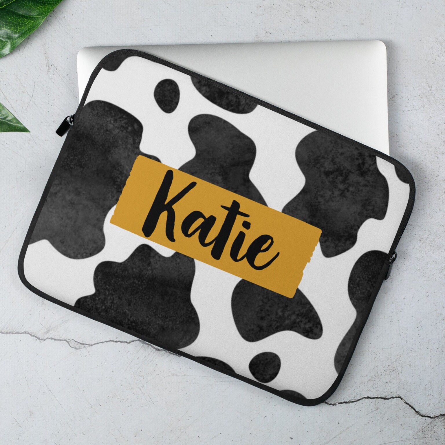 Cow Print Laptop Sleeve, Personalized Chromebook Case, Custom Laptop ...