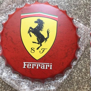 Wall Art/sign Ferrari /vintage Tin Metal 35cm Bottle Top Bar - Etsy