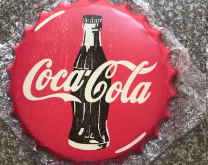 Coca Cola Metal Sign Bottle Top Large 35cm Bar Signs Pub Man Cave Wall ...