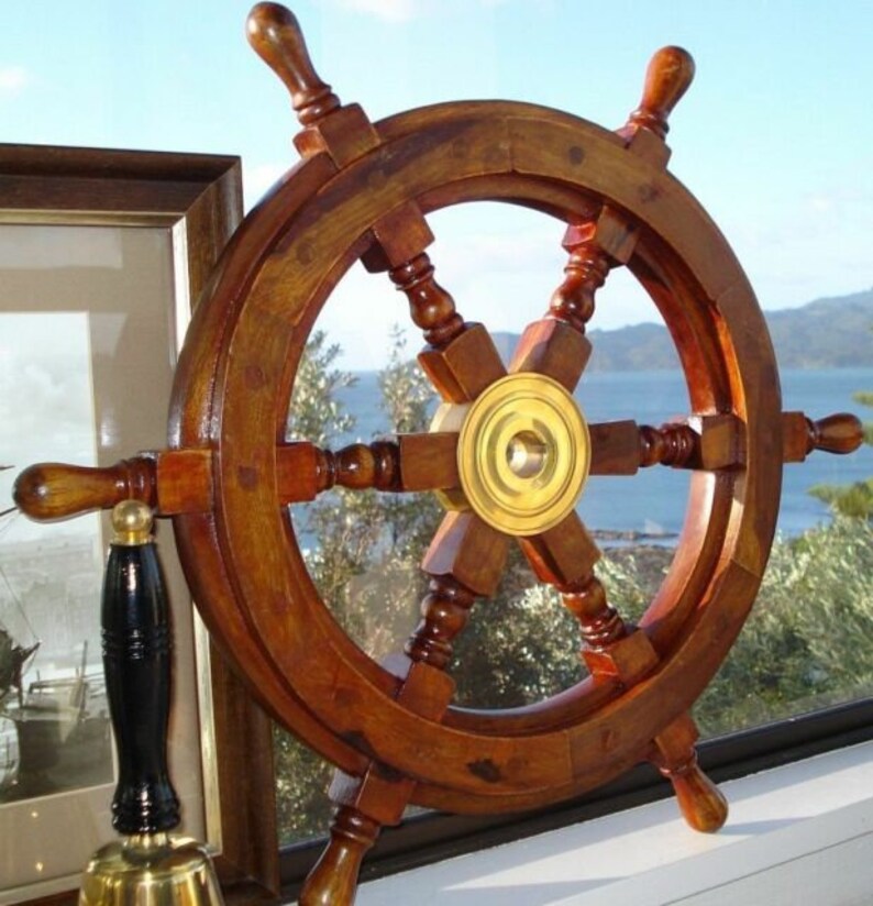 18 Durable Wooden Brass Ship Wheel - Etsy UK