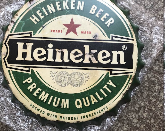 Wall Art/sign Heineken Retro/vintage Tin Metal 30cm Bottle Top Bar Pub ...