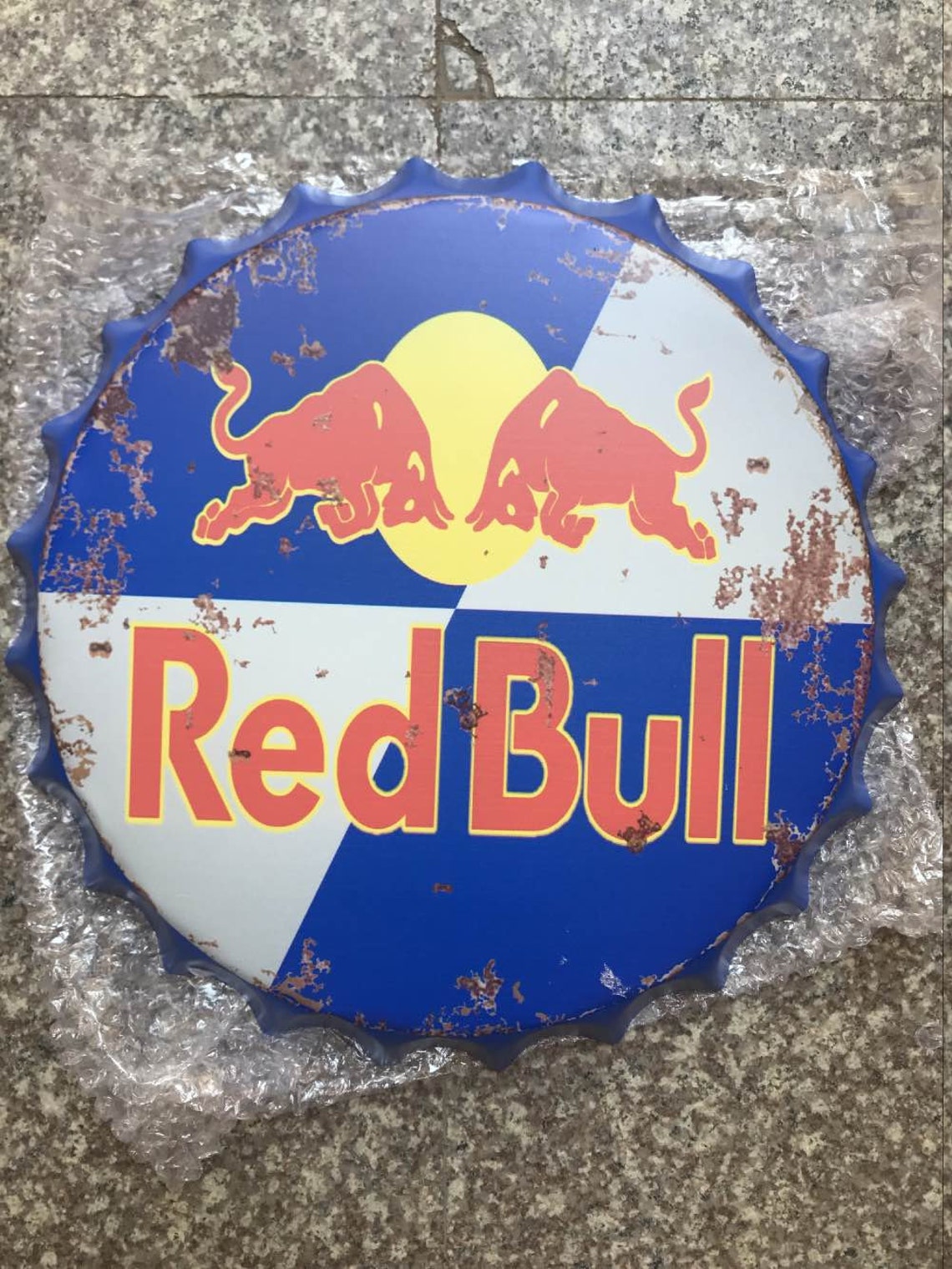 Wall Art/sign Red Bull Retro/vintage Tin Metal 35cm Bottle Top | Etsy