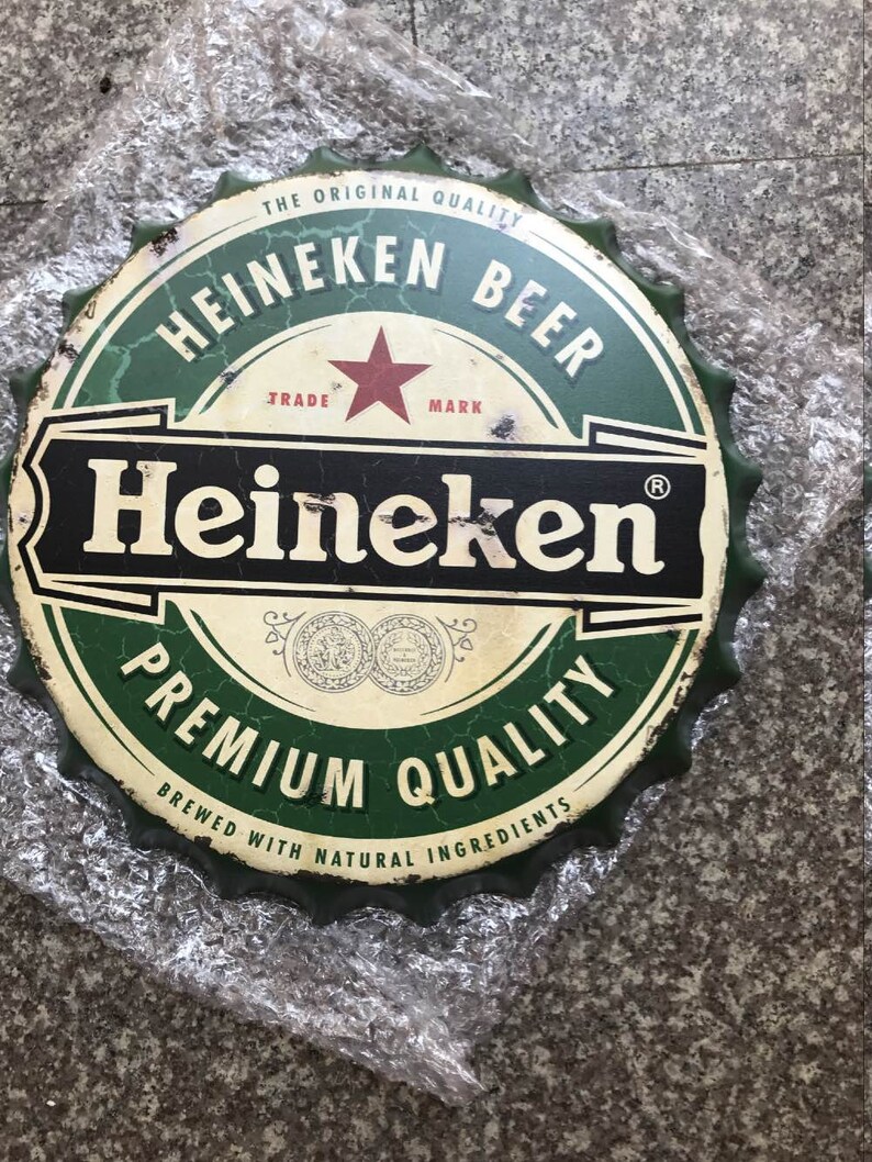 Wall Art/sign Heineken Retro/vintage Tin Metal 35cm Bottle Top | Etsy