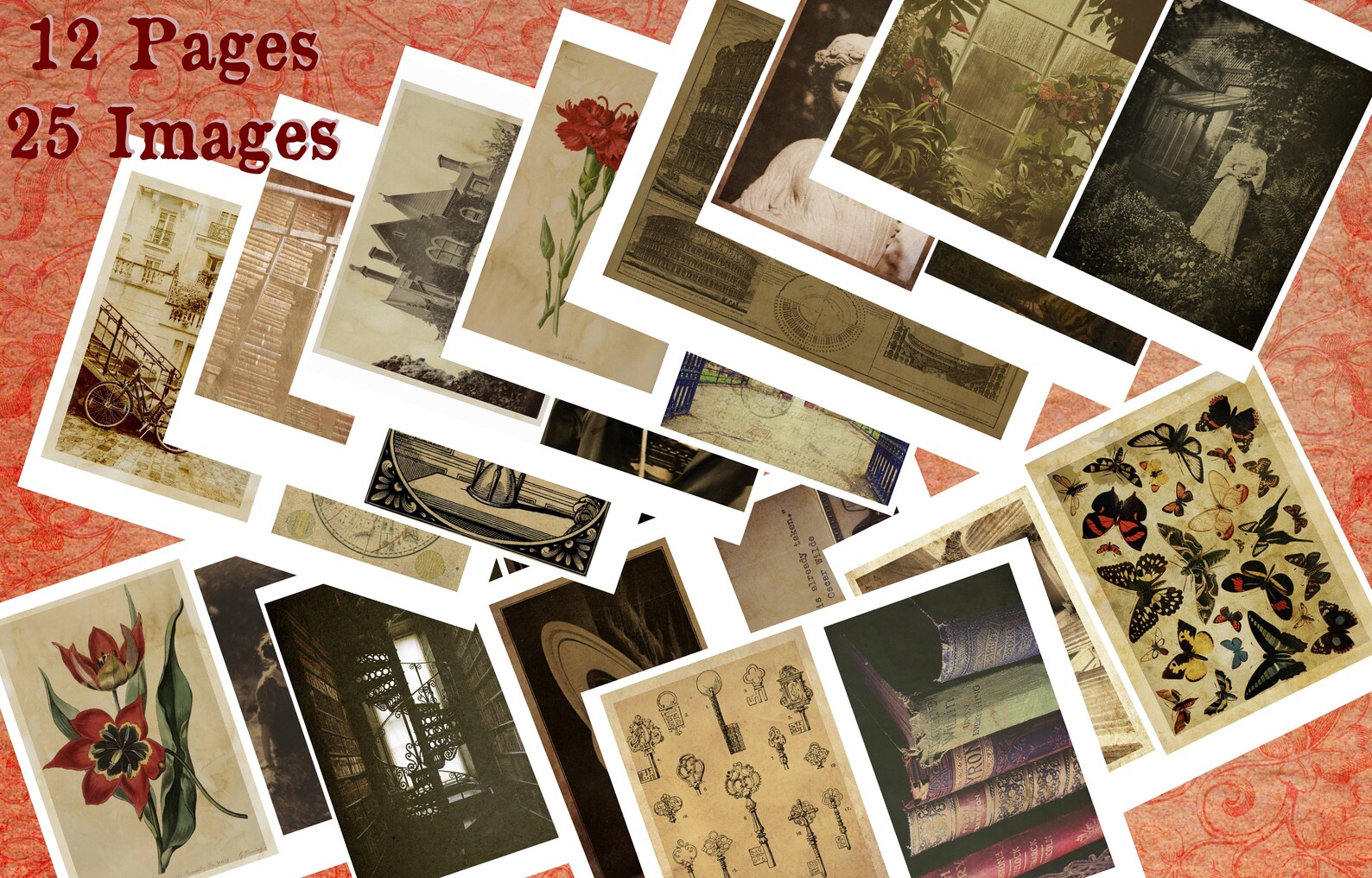 Dark Academia Vintage Aesthetic Post Cards posters Ephemera Collage Art ...