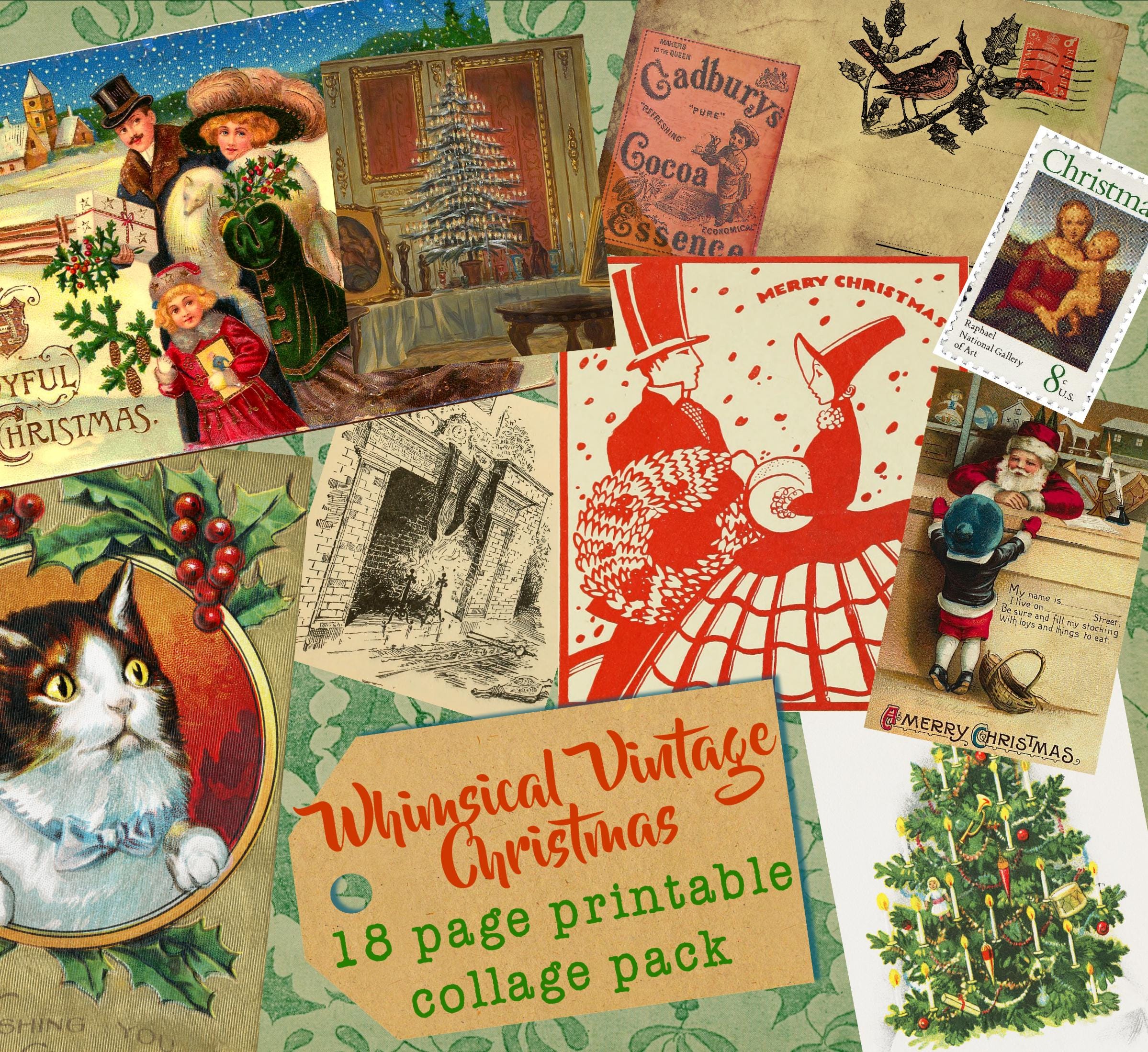 Whimsical Vintage Victorian Christmas Image Pack and Ephemera for ...