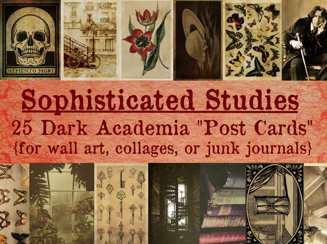 Dark Academia Vintage Aesthetic Post Cards posters Ephemera Collage Art ...