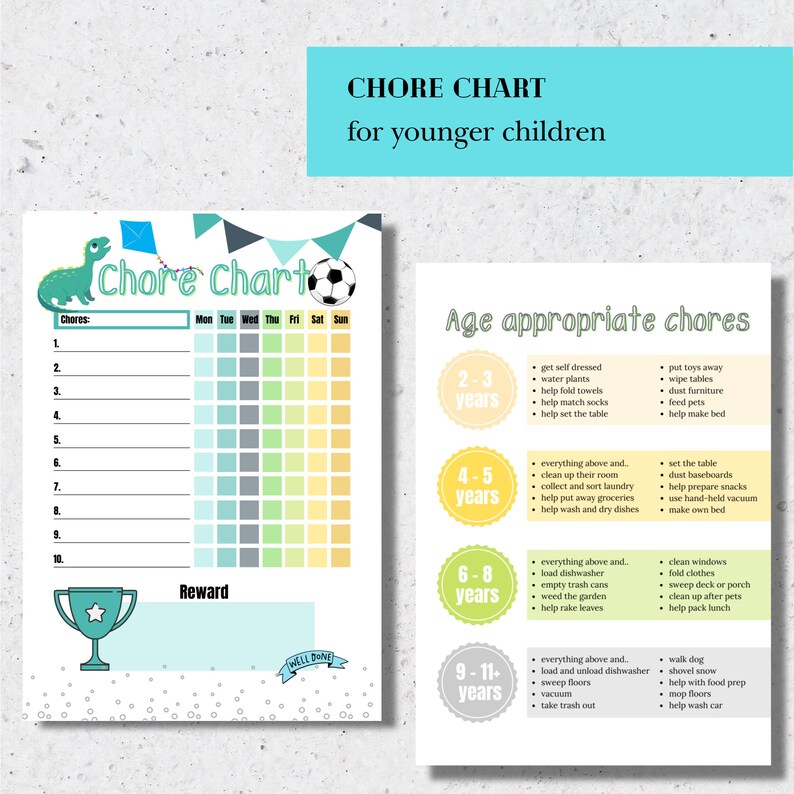Chore Chart Printable for Boys Kids Chores Responsibility - Etsy