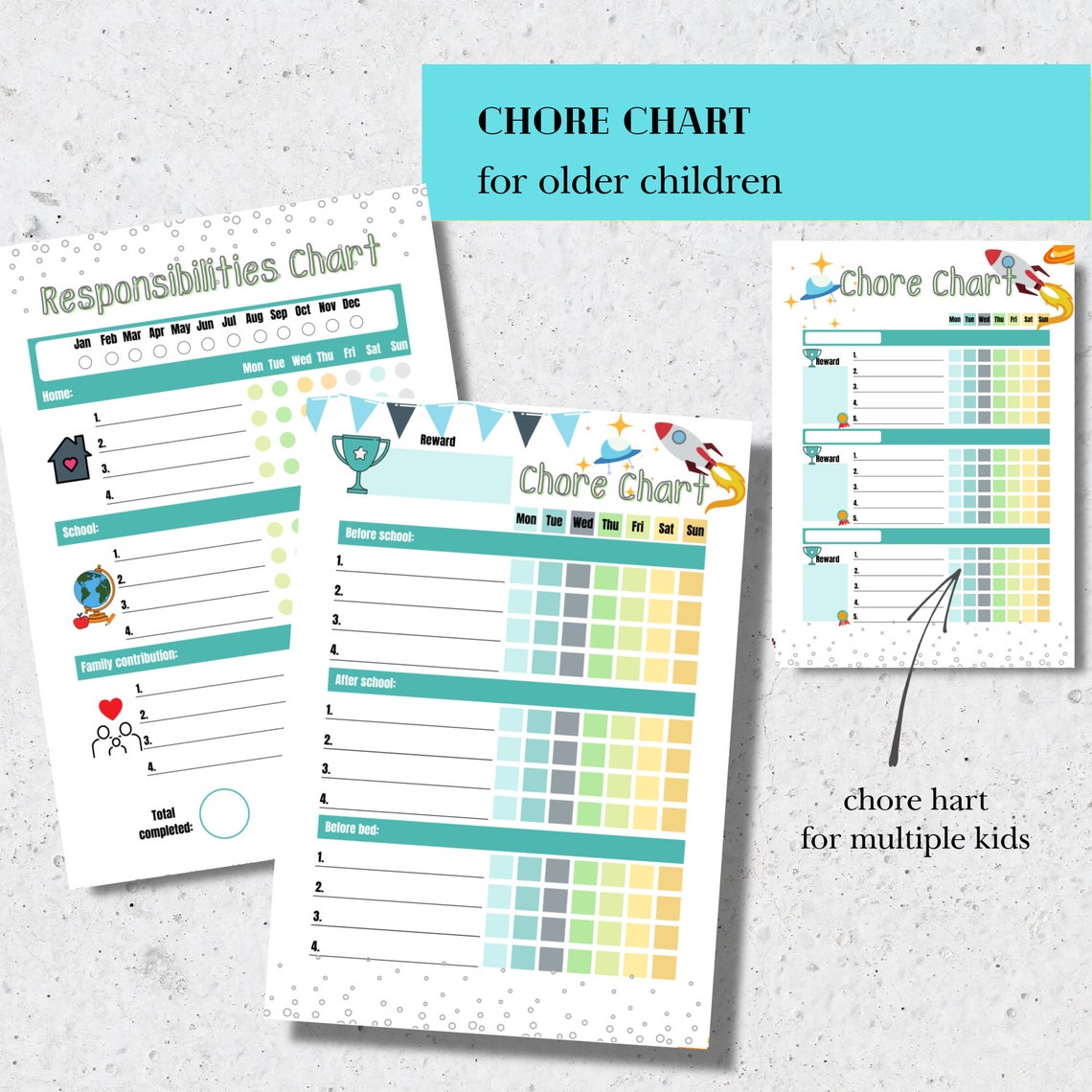 Chore Chart Printable for Boys Kids Chores Responsibility - Etsy