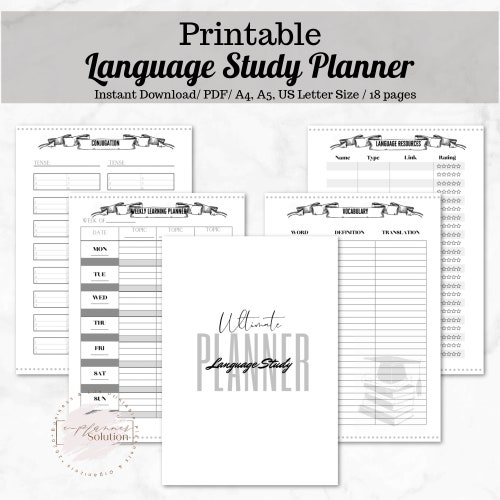 Language Study Planner Printable Language Learning Journal - Etsy