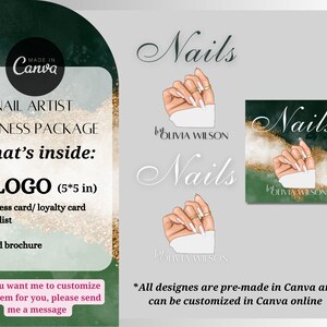 Manicure Branding Pack Nail Artist Business Card Manicurist - Etsy