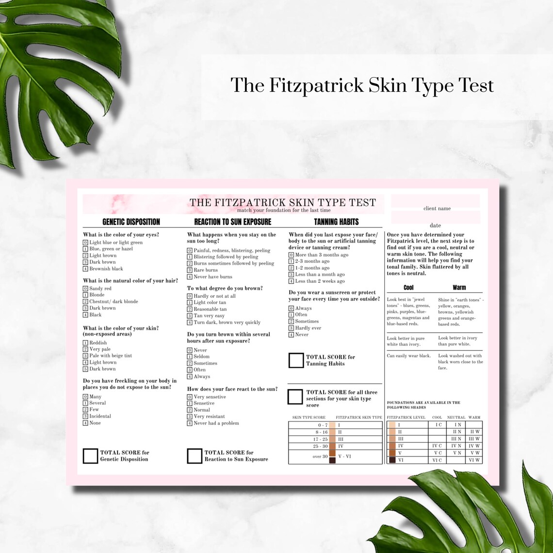 Makeup Artist Skin Care Consultation Form Printable Makeup - Etsy