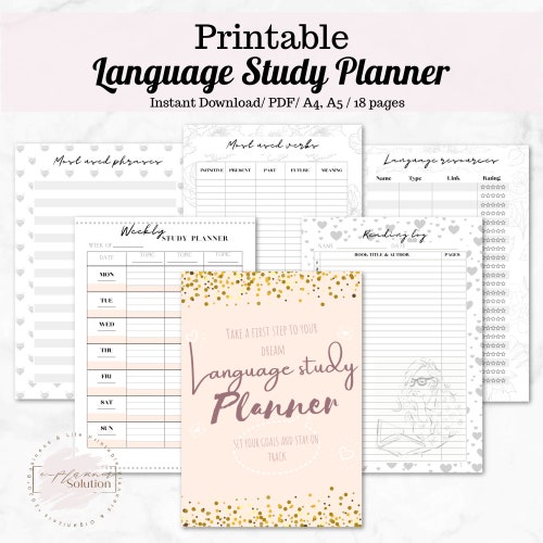 Language Learning Planner Self Study Foreign Languages | Etsy