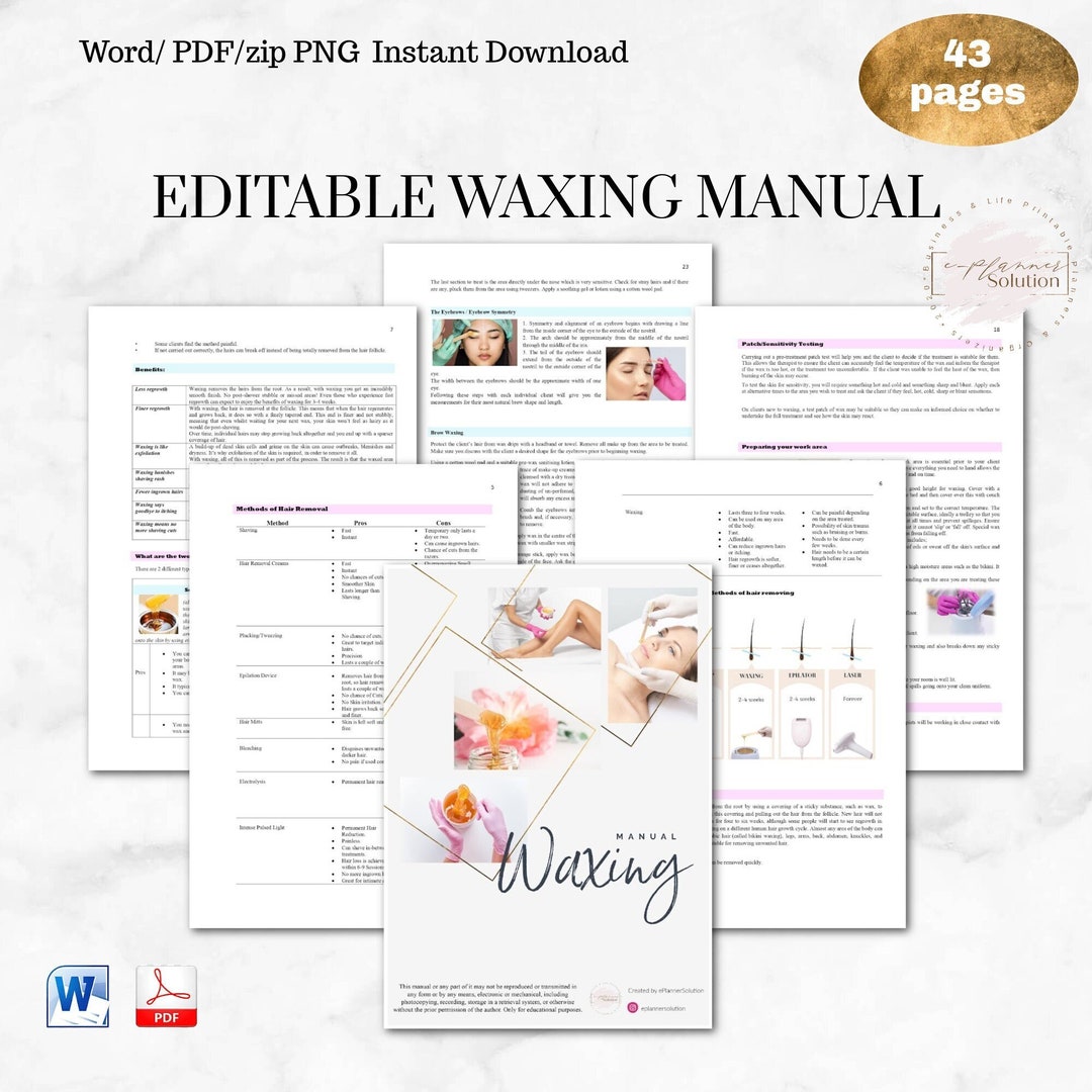 Waxing Manual Editable Training Waxing Manual Therapist - Etsy