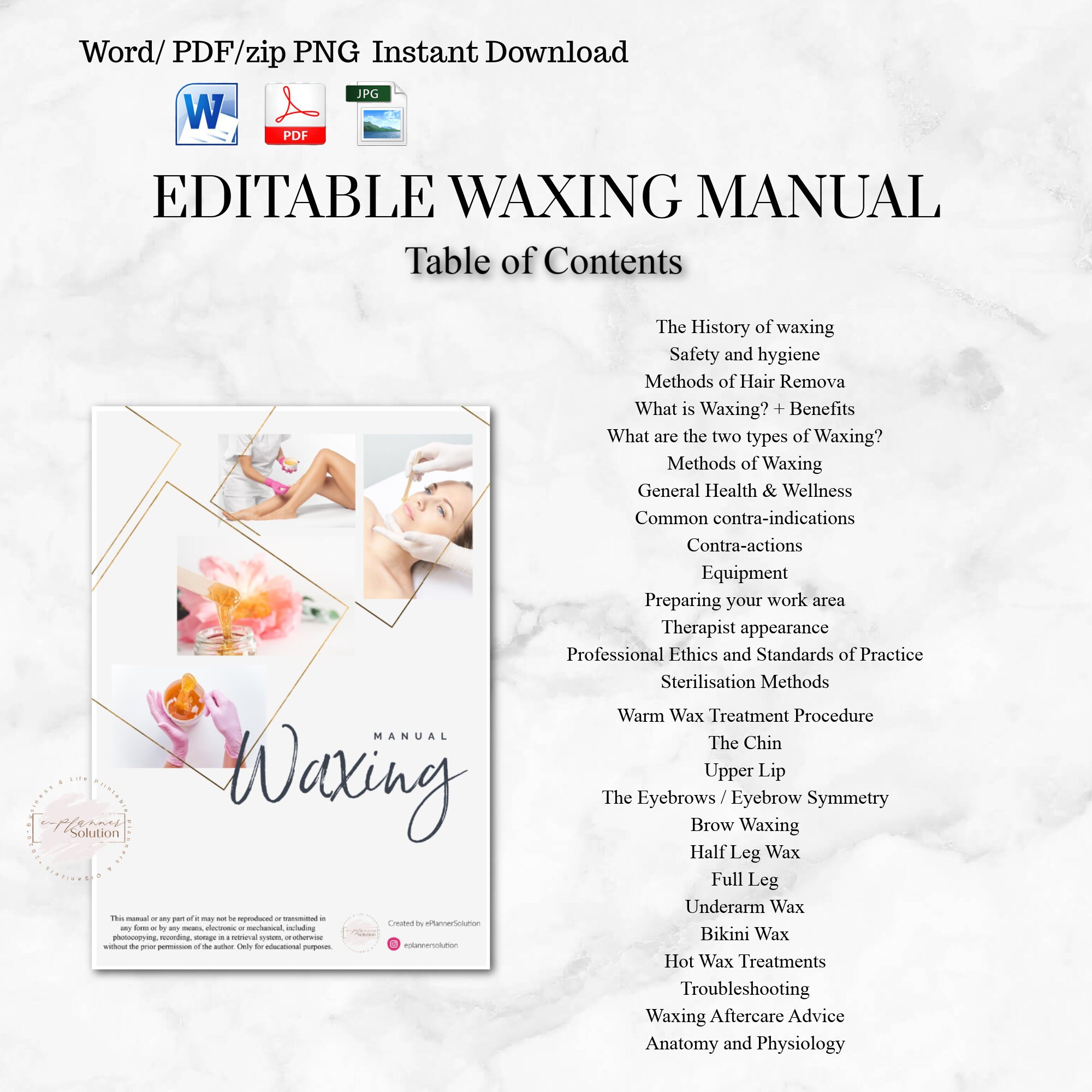 Waxing Manual Editable Training Waxing Manual Therapist - Etsy