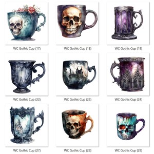 30 Watercolour Gothic Cups Clipart Set, Instant Download, 300 Dpi ...