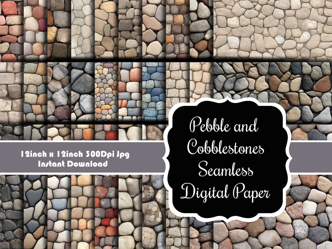 Stony Pathways: 30 Seamless Cobblestone & Pebble Pattern Digital Papers ...