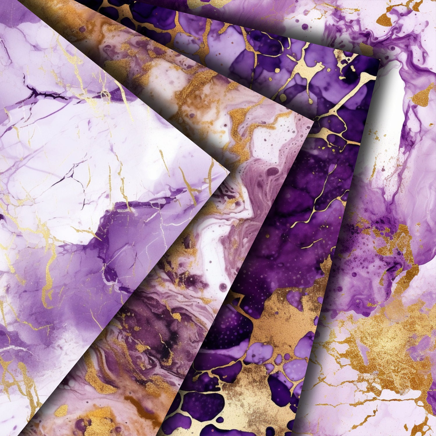 Regal Elegance: 40 Seamless Purple & Gold Marble Digital Papers Set - Etsy