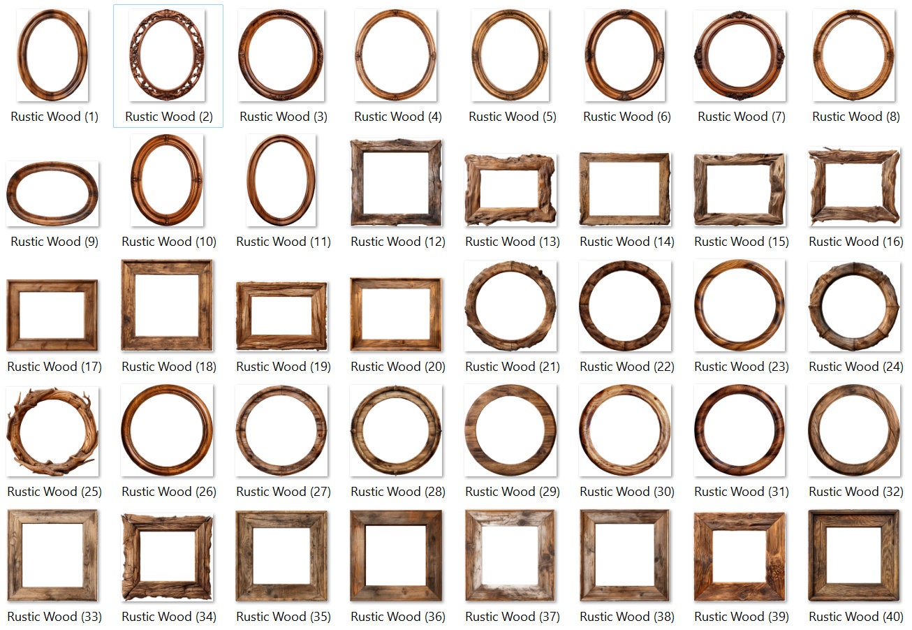 Timber Charm: 40 Rustic Wood Frames Clipart Set - Etsy