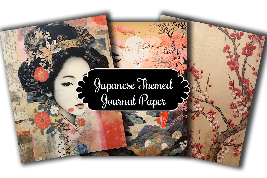 Elegant Japanese-themed Digital Journal Papers - 50 Unique Designs ...