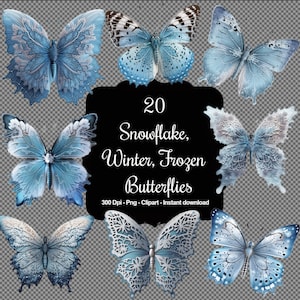 Winter's Whisper: 20 Snowflake-themed Butterfly Clipart Collection - Etsy