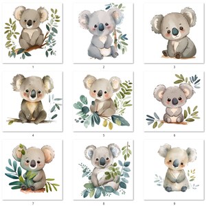 Koala Cuddles: 20 Watercolour Cute Koalas Clipart Set for Nursery Decor ...