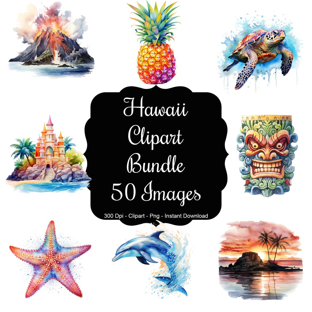 Aloha Spirit: 50 Watercolour Images to Represent Hawaii Clipart Set - Etsy
