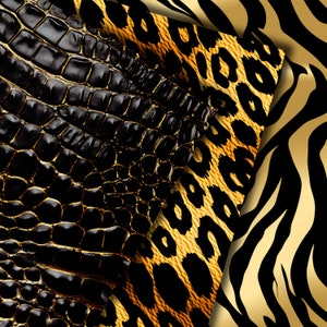 Golden Wilderness: 40 Seamless Black & Gold Animal Print Digital Papers ...