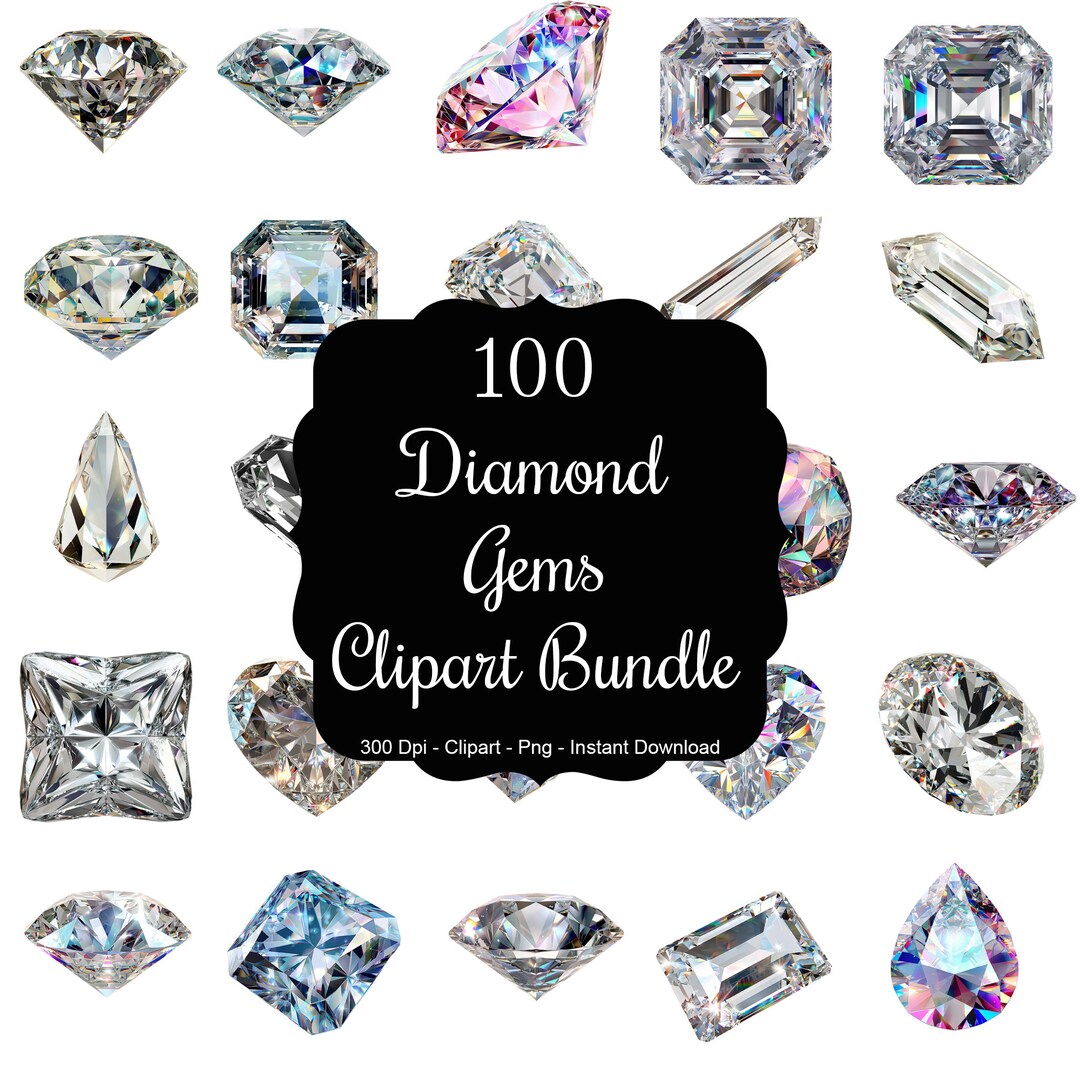 Diamond Radiance: 100 Diamond Crystals Clipart Bundle - Etsy