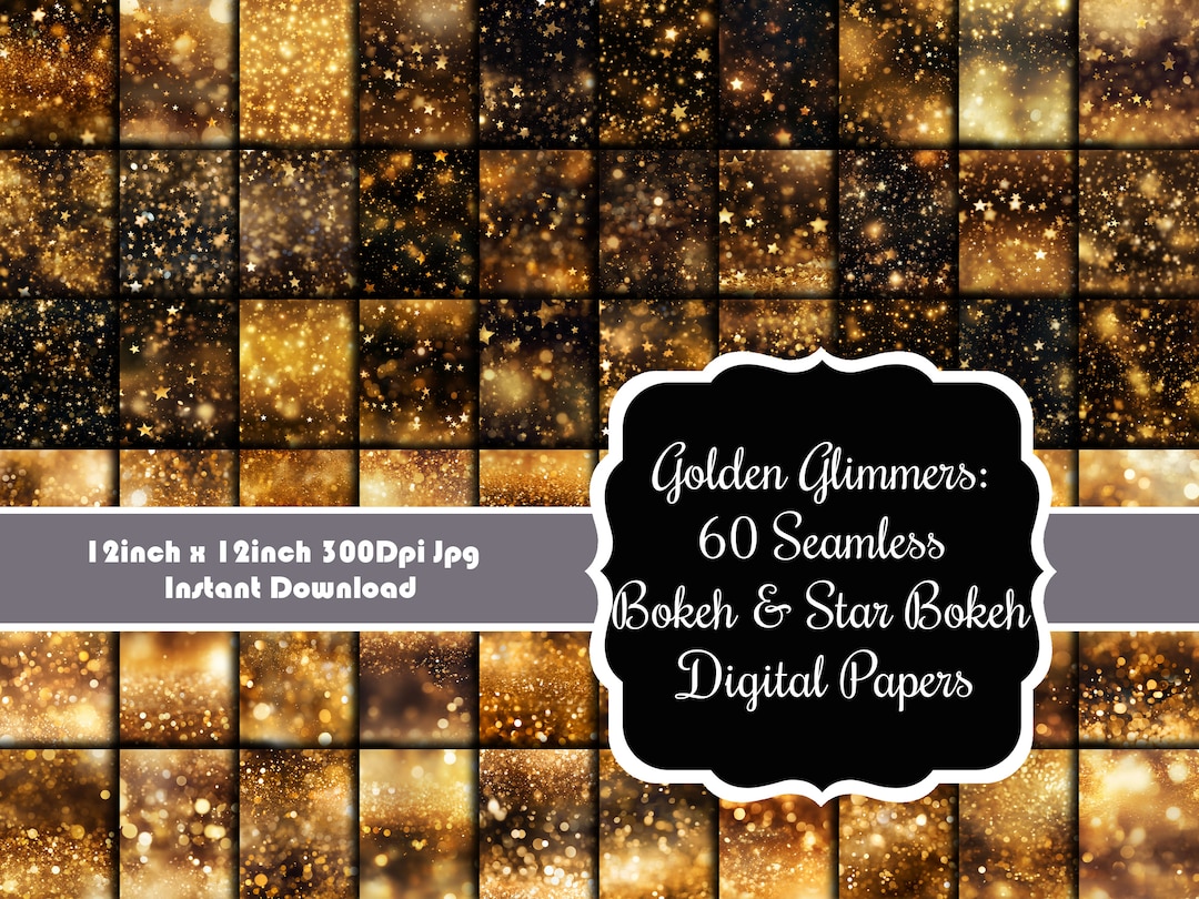 Golden Glimmers: 60 Seamless Bokeh & Star Bokeh Digital Papers - Etsy