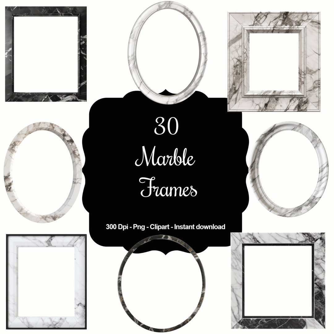 Stoned Elegance: 30 Marble Frames Clipart Collection - Etsy