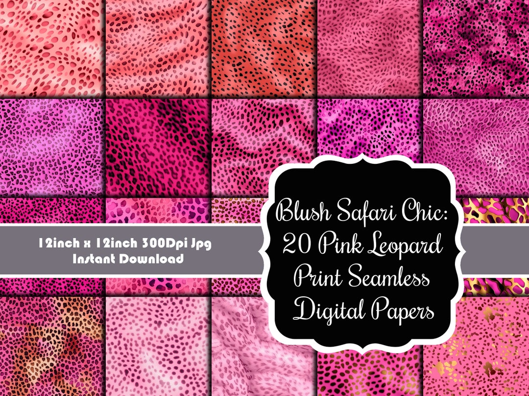 Blush Safari Chic: 20 Pink Leopard Print Seamless Digital Papers - Etsy