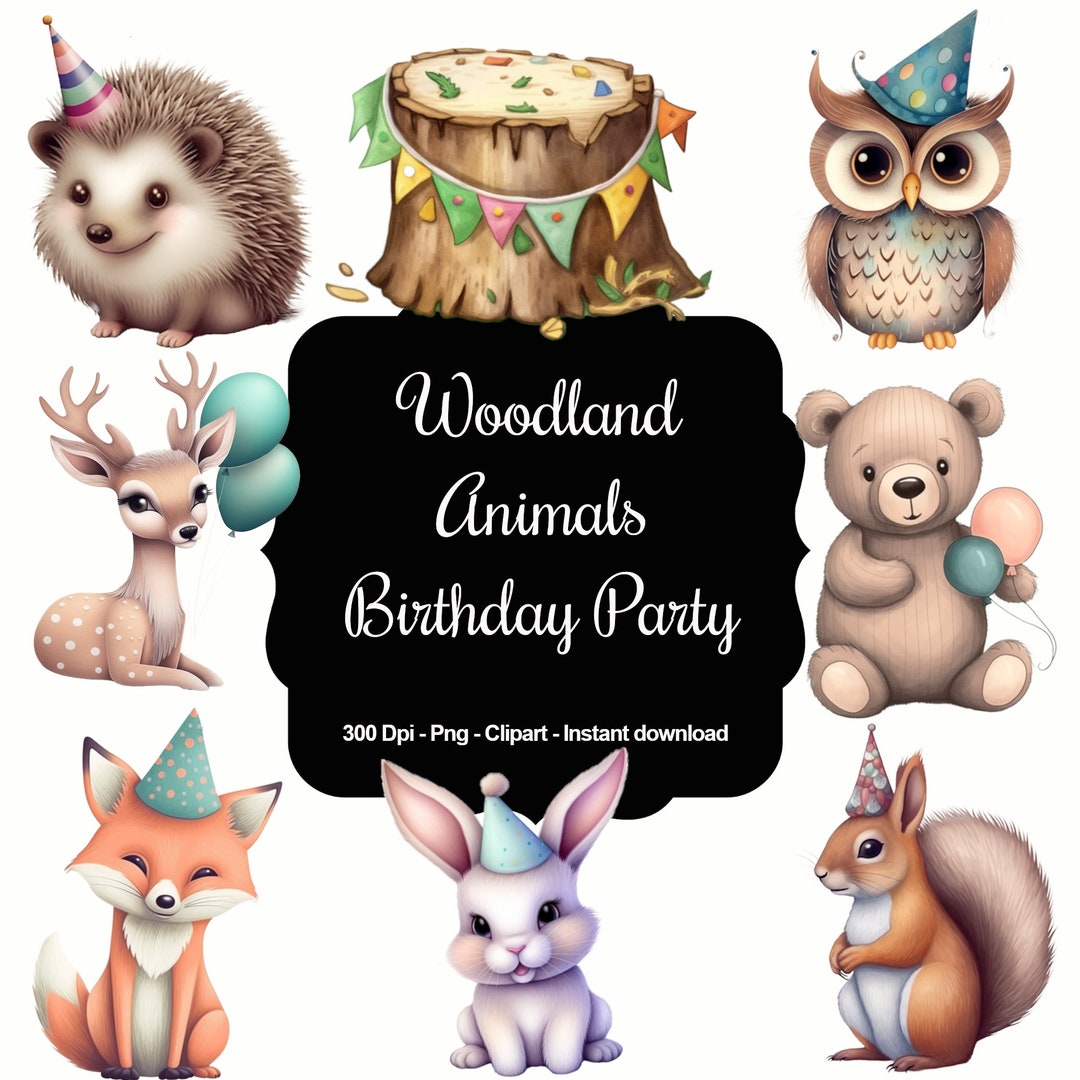 35 Birthday Party Woodland/forest Animals and Elements Clipart Set ...