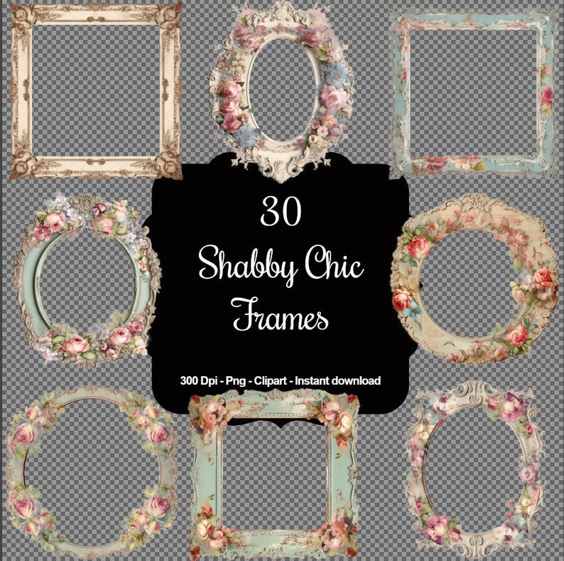 30 Shabby Chic Frames High Quality Clipart Instant Download - Etsy