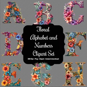Blossoming Alphabets: Floral Letters & Numbers Watercolour Clipart ...