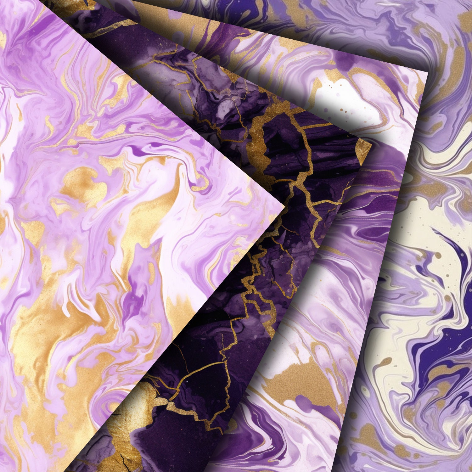 Regal Elegance: 40 Seamless Purple & Gold Marble Digital Papers Set - Etsy