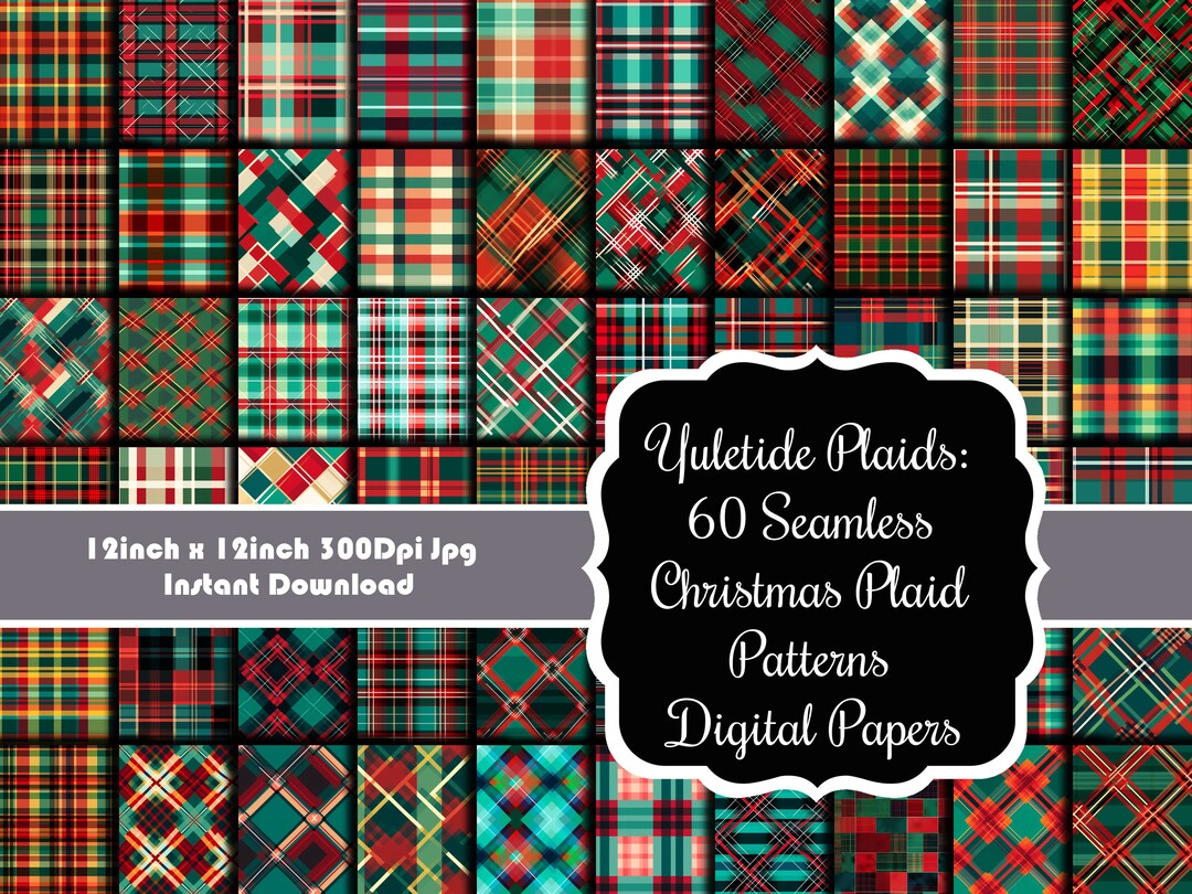 Yuletide Plaids: 60 Seamless Christmas Plaid Patterns Digital Paper Collection - Etsy