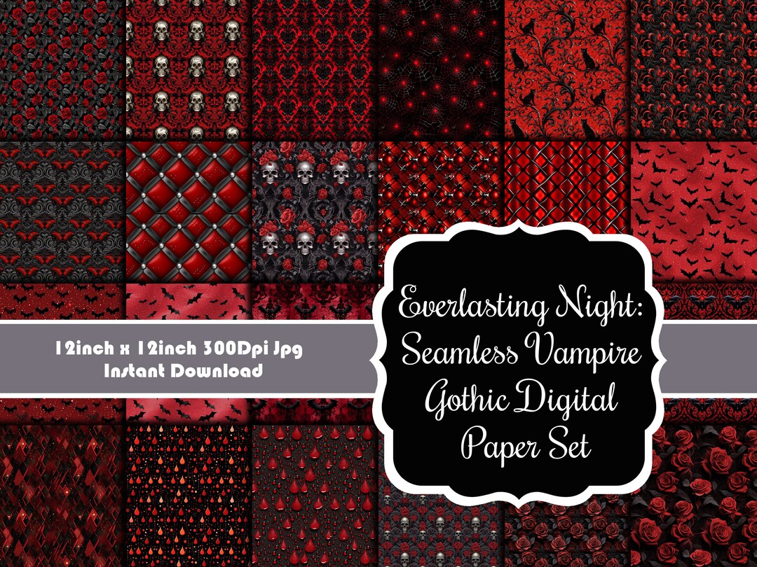 Everlasting Night: Seamless Vampire Gothic Digital Paper Set - 24 ...