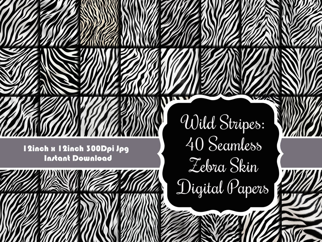 Wild Stripes: 40 Seamless Zebra Skin Digital Papers Set - Etsy