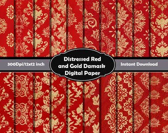 Red Damask Paper - Etsy