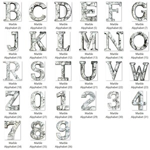 Marbled Elegance: Clipart Set of Marble Alphabet Letters and Numbers - Etsy