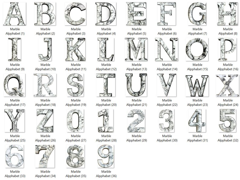 Marbled Elegance: Clipart Set of Marble Alphabet Letters and Numbers - Etsy