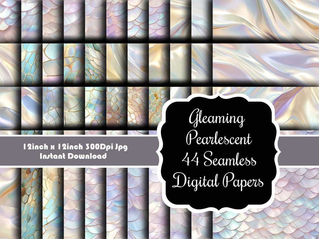 Gleaming Pearlescent Ivory Digital Papers - Seamless Mother of Pearl ...