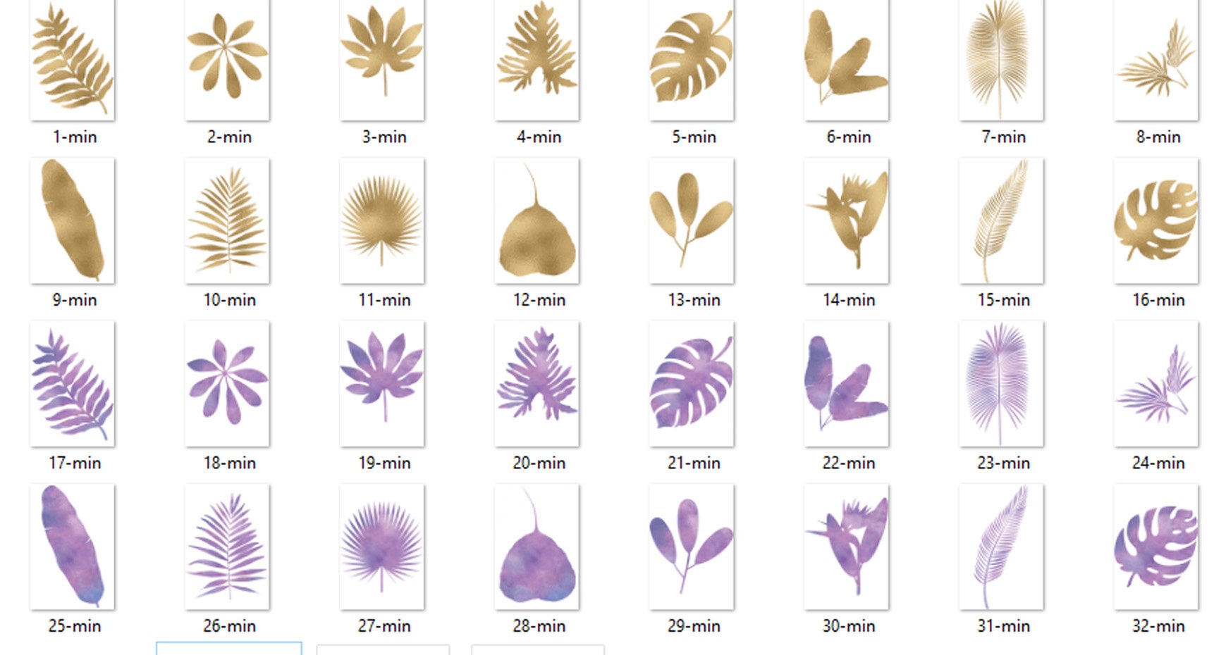 32 Purple and Gold Tropical Leaves Clipart PNG, Leaf Frame, Commercial ...