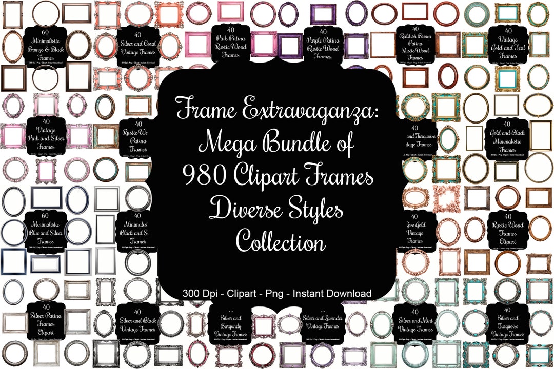 Frame Extravaganza: Mega Bundle of Almost 1000 Clipart Frames - Diverse ...