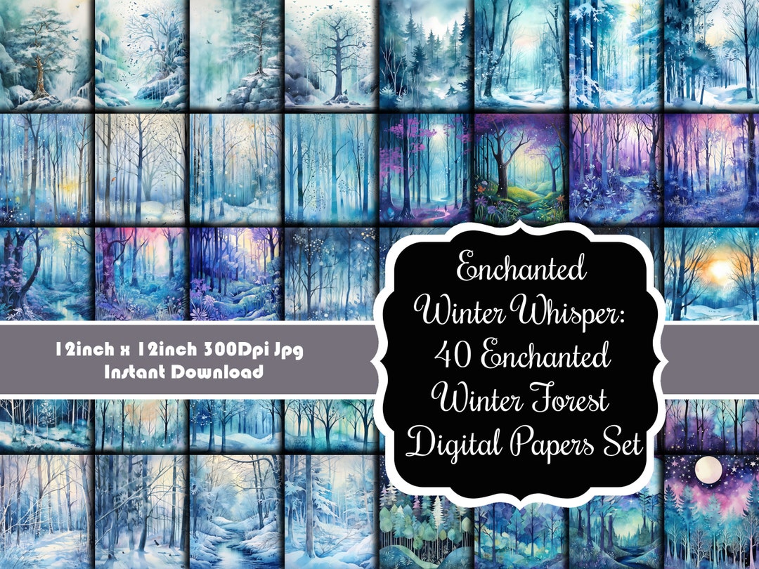 Enchanted Winter Whisper: 40 Enchanted Winter Forest Digital Papers Set ...