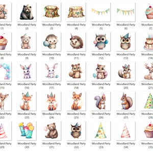35 Birthday Party Woodland/forest Animals and Elements Clipart Set ...