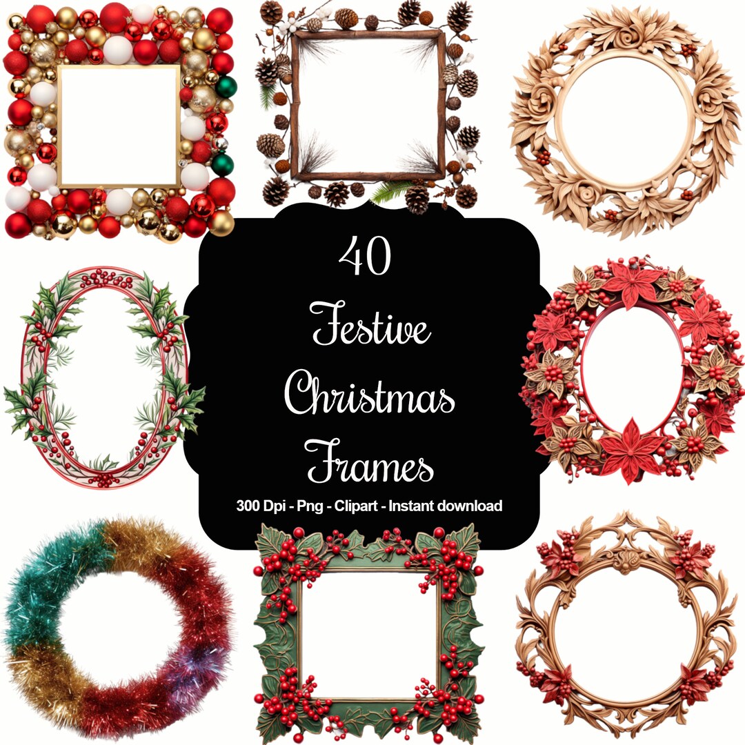 Festive Frames: 40 Christmas-themed Clipart Collection - Etsy
